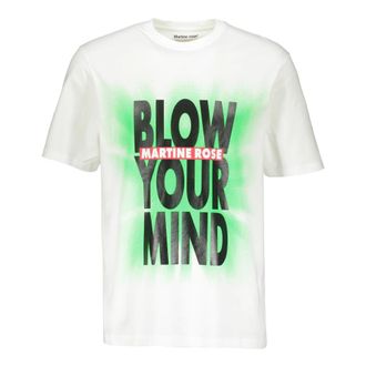 Martine Rose Baumwoll T-Shirt mit geripptem Ausschnitt-Print - - Tops - Herren - Wei&szlig; - XS