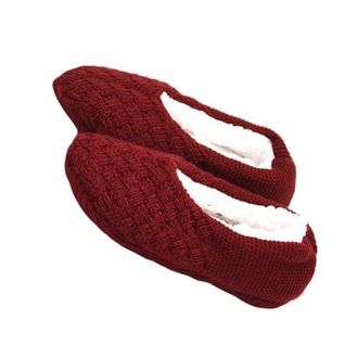 Beaupretty COLLBATH Chaussettes-Pantoufles DInt&eacute;rieur DHiver pour Adultes Chaussettes Douillettes en Acrylique Couleur Rouge Fonc&eacute; Torsad&eacute; Taille 35-38 Semelles 