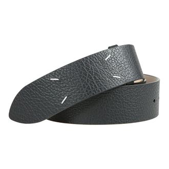 Maison Margiela Homme, Accessoires, Noir, Taille: 90 CM Ceinture en cuir m&eacute;tallis&eacute; avec quatre coutures
