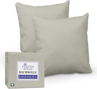 Pizuna Luxuri&ouml;s Kissenbezug 80x80 cm 2er Set Baumwolle Silber, 1000 Fadenzahl aus 100% langstapeliger Baumwolle in Satinbindung Nur Kissenbezug (Hotel Kissen