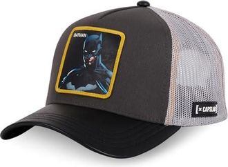 Capslab Batman DC Faux Cuir Gris Noir Casquette de Camionneur R&eacute;glable