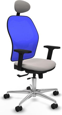 Piqueras y Crespo Drehstuhl mit 2D-Armen, h&ouml;henverstellbarer Lendenwirbelst&uuml;tze und festem Kopfteil, ausgestattet mit Syncro/Traslack und injiziertem Schaumstoff, Blau/