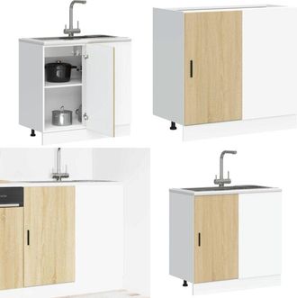 vidaXL Spülenunterschrank Sonoma-Eiche Holzwerkstoff - Vidaxl