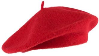 Hat To Socks B&eacute;ret Fran&ccedil;ais en Laine M&eacute;lang&eacute;e &agrave; Couleurs Unies, pour Les Femmes et Les Hommes (Rouge)