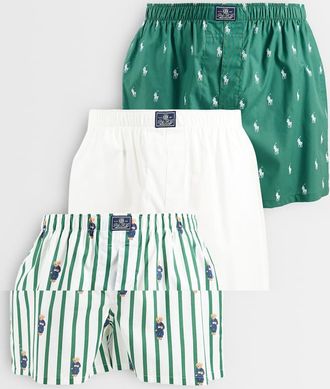 Polo Ralph Lauren Boxershorts im 3er-Pack mit B&auml;ren-Print in Gr&uuml;n