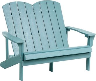 Beliani Banc de Jardin Traditionnel en Plastique et Bois 2 Places Meuble de Jardin Bleu Clair Adirondack