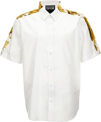 Versace Jeans Couture Homme, Chemises, Blanc, Taille: L Printed Cotton-Poplin Shirt