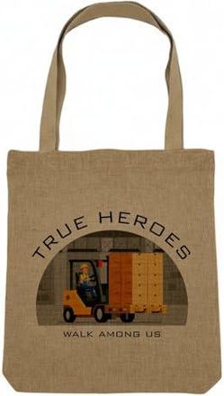 Fabulous Sac Shopping Tote Bag Aspect Lin - True Heroes - Forklift operator Job Hero Sac de Courses Toile Epaisse 360g Beige Naturel Cabas Port&eacute; Epaule Solide 