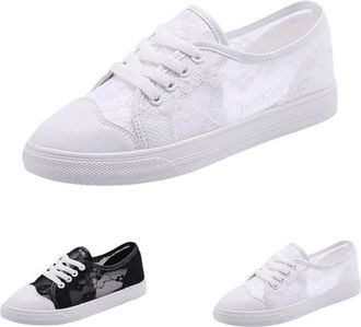 Generic Chaussures de sport &agrave; lacets pour femme - Respirantes - Chaussures plates - L&eacute;g&egrave;res - D&eacute;contract&eacute;es - Confortables - Avec pieds larges - Pour lint&eacute;rie