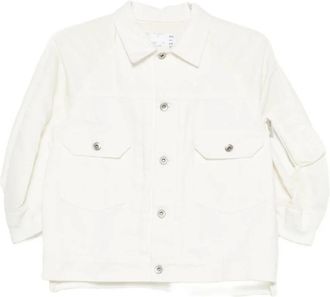 sacai Femme, Vestes, Blanc, Taille: 34 FR Veste Denim x Nylon Twill