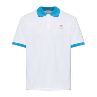 Versace Polohemd mit gesticktem Logo - - Tops - Herren - Wei&szlig; - M