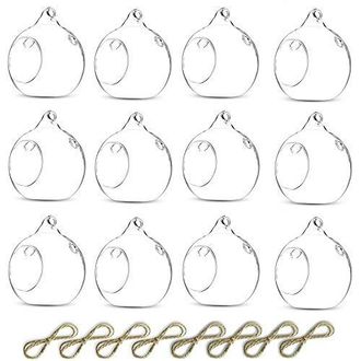Nuptio Nuptio Lot de 12 bougeoirs en verre &agrave; suspendre de 8 cm pour la maison, les f&ecirc;tes de mariage, Halloween, No&euml;l, centres de table, d&eacute;coration int&eacute;rieure