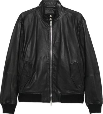 BOSS veste bomber en cuir - Noir