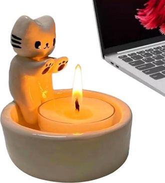 Generic Bougeoir en forme de chat avec pattes de chat, porte bougie chauffe-plat en forme de chaton, bougeoir en forme de chaton, cadeau pour fille, femme, am