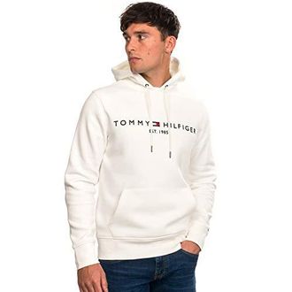 Tommy Hilfiger Logo Hoody, Sweat-Shirt Homme, Blanc (SNOW WHITE YAP), X-Large