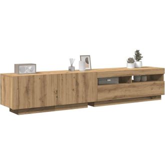 vidaXL Vidaxl - Meuble tv avec lumi&egrave;res led ch&ecirc;ne artisanal bois ding&eacute;nierie