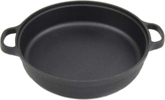 Santos Grillpfanne rund Ø30cm - Gusseiserne Pfanne - Braten, Backen - Gusseisenpfanne rund - 2 Griffe - ideal für Weber GBS - Gusseisen-Grillpfanne