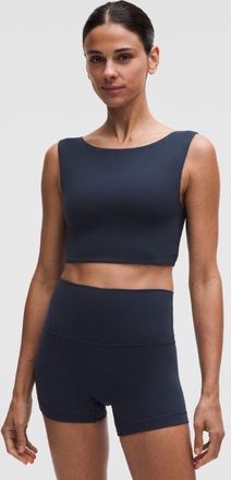 lululemon Brassi&egrave;re Bend This col bateau et d&eacute;gag&eacute; Maintien l&eacute;ger, bonnets A-C pour Femmes - Bleu - Taille XXS/XS