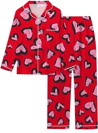 Generic Ensemble de pyjama &agrave; manches longues imprim&eacute; en forme de coeur pour femme Cadeau de Saint-Valentin 2026 (2), Rouge, 3XL