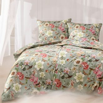 ESTELLA Traumstoff Mako Satin Bettw&auml;sche Set - Bettgarnitur aus 100% Baumwolle - Hochwertig und Elegant - 135x200 cm + 80x80 cm - Design: Juno