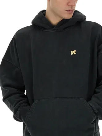 Palm Angels Burning Monogram Print Sweatshirt - Black