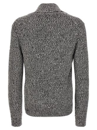 Brioni Virgin Wool Moulin&eacute; Shawl Collar Cardigan - Gray