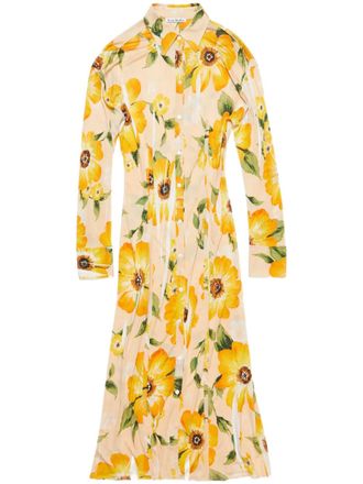 Acne Studios robe mi-longue &agrave; fleurs - Tons neutres