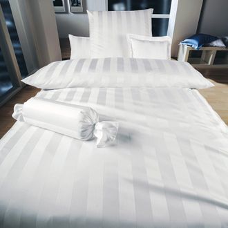 Curt Bauer Damast Bettw&auml;sche Como wei&szlig; 140x200 cm + 70x90 cm