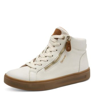 Tamaris Comfort Damen Sneaker hoch zum Schn&uuml;ren mit Rei&szlig;verschluss, Wei&szlig; (Offwhite), 40 EU