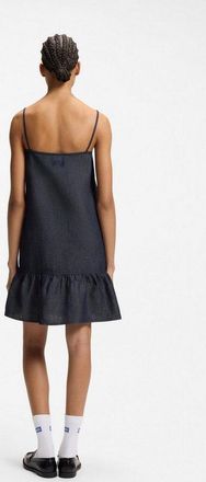 HUGO BOSS Minikleid Kabati im Denim-Look, abgesenkter Saum