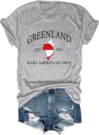 Generic Greenland T-shirt Make America Go Away pour homme et femme, gris, 3XL