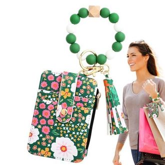 Generico Portefeuille de crash de porte-clés, portefeuille de tapis pour tapis - Porte-sac à clés perles - Porte-porte-clés bohème avec motif de fleurs pour fe