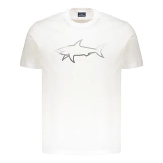 Paul & Shark Homme, Tops, Blanc, Taille: XL T-shirt en coton avec logo apparent
