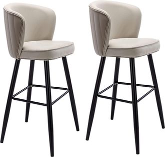 Generic Barhocker-Set (2er-Set), Tresenhocker mit Armlehnen und R&uuml;ckenlehne, Hochst&uuml;hle mit Sitzfl&auml;che aus PU-Leder f&uuml;r die K&uuml;che