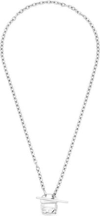 Diesel Herren-Edelstahl-Halskette mit Knebelverschluss, Silber-Grau