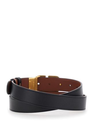 Valentino Garavani Mens Leather Belt Reversible Black Calfskin