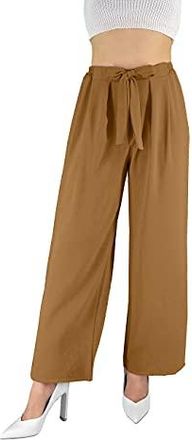 JOPHY & CO. Jophy & Co Pantalon élégant pour femme à taille haute avec noeud décoré (référence 6303), Camel, XXXL