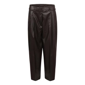 Christian Wijnants Femme, Pantalons, Brun, Taille: 38 FR Pina Tailored Faux Leather Pantalons