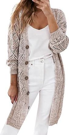 Generic Chemisier décontracté pour femmes et filles 2024 cardigan décontracté de couleur unie pour femmes 2023 automne nouvelle personnalité boutons creux pul