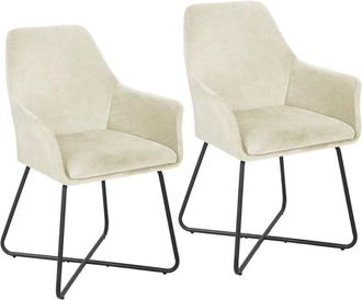 SVITA Josie Dining 2er Set Esszimmerstuhl Sessel Polsterstuhl Stoff Weiß - Svita