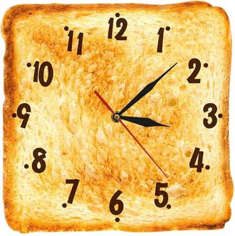 Healifty Moderne Wanduhr im Toast Design Brotf&ouml;rmige B&auml;ckerei Wanduhr aus Kunststoff Dekorative H&auml;ngende Uhr f&uuml;r K&uuml;che und Wohnzimmer