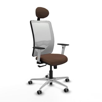 Piqueras y Crespo Drehbarer Schreibtischstuhl Zulema ohne Rollen mit wei&szlig;en und schwarzen Armlehnen, h&ouml;henverstellbare Lendenwirbelst&uuml;tze und festes Kopfteil, Wei&szlig;/Dunk