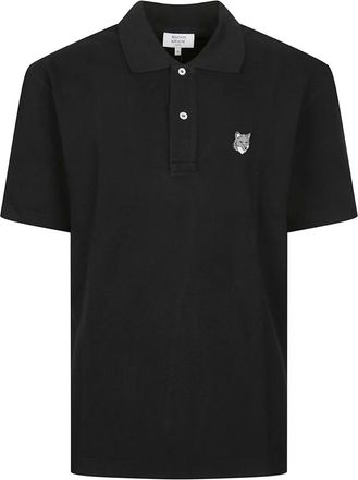 Maison Kitsun&eacute; Homme, Tops, Noir, Taille: S Fox Head Comfort Short Sleeve Polo