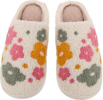 Minkissy Pantoufles Chaudes pour Femmes Intérieurs Coton Doux et Furry Semelle Moelleuse Floral pour Maison et Chambre Confortables et Isolantes pour Hiver