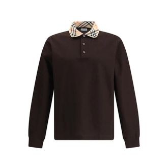 Burberry Kariertes Strickpolo-Shirt - - Tops - Herren - Schwarzk - S