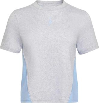 J.W.Anderson Femme, Tops, Gris, Taille: 42 FR T-shirt court à empiècements et broderie ancre JW Anderson