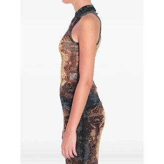 Jean Paul Gaultier Femme, Tops, Multicolore, Taille: 36 FR D&eacute;bardeur en maille imprim&eacute; M&eacute;daillon