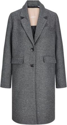 Jack & Jones JACK & JONES Jxemma Mid Coat OTW Manteau, Noir/détail : Structure, XL Femme