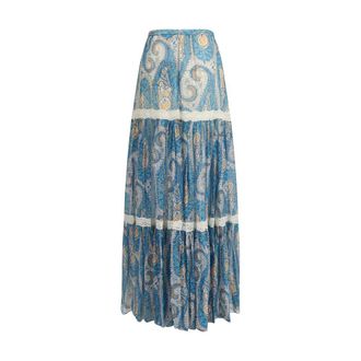 Etro Womens Multicolor Silk Long Skirt