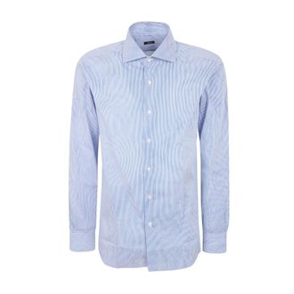 Barba Homme, Chemises, Bleu, Taille: 3XL Wide Striped Popeline Shirt